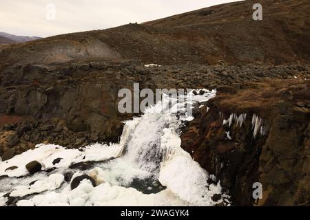 Studlafoss is a waterfall located in Upper Jokuldalur Stock Photo - Alamy