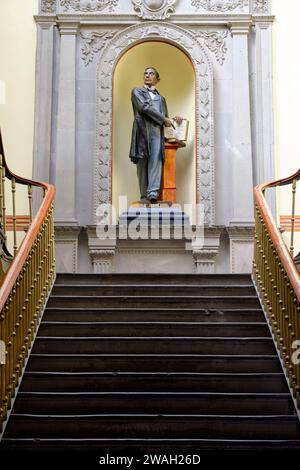 Statue of Benito Juarez, in Tlaxcala, shown pointing at his famous ...