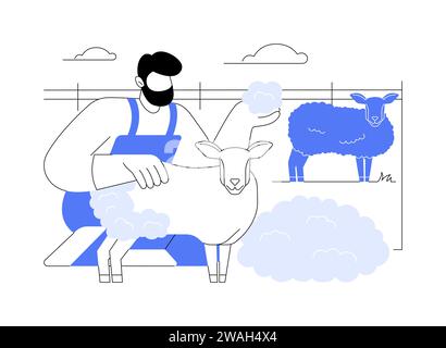 Sheep wool production isolated cartoon vector illustrations Stock ...