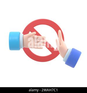 Do not contact. No handshake icon. Red prohibition sign. Precautions ...