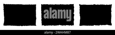 Rough edge rectangle shape collage. Paper torn, jagged edge rectangle ...