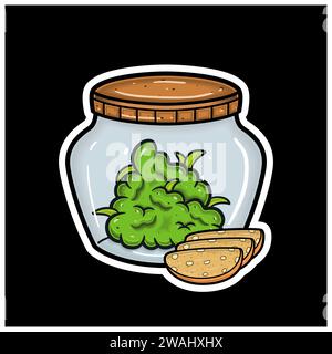 Biscotti Flavor with Weed Mascot Cartoon. Weed Design For Logo, Label ...