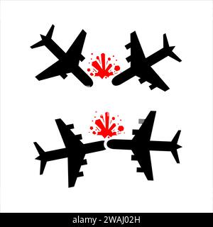 Vector Plane crash accident silhouette illustration icon Stock Vector ...