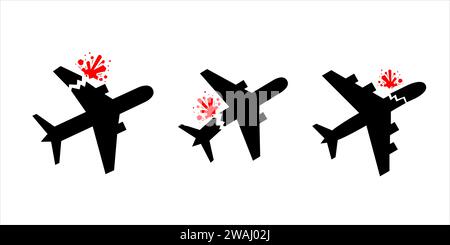 Vector Plane crash accident silhouette illustration icon Stock Vector ...