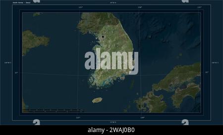 South Korea highlighted on a high resolution satellite map Stock Photo ...