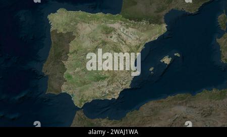 Spain highlighted on a high resolution satellite map map with the ...