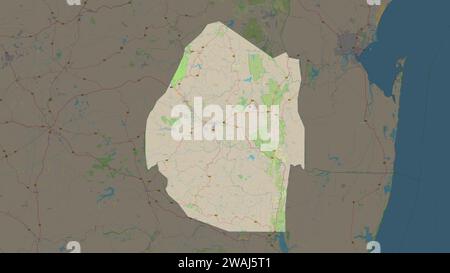 Eswatini highlighted on a topographic, OSM Humanitarian style map map with the country's capital ...