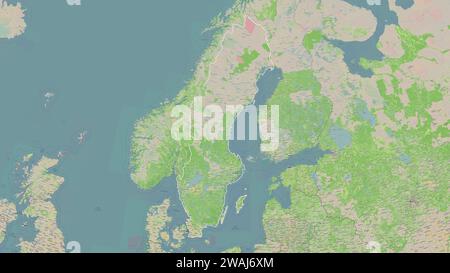 Sweden outlined on a topographic, OSM standard style map Stock Photo - Alamy