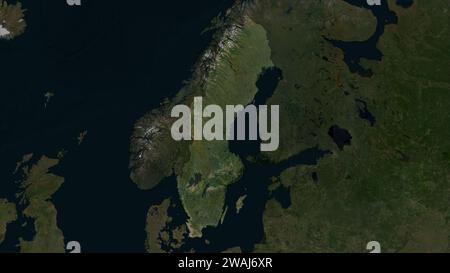 Sweden highlighted on a low resolution satellite map map with the ...