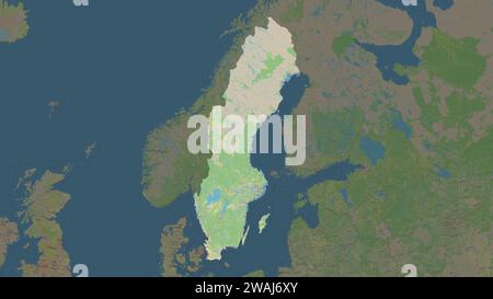 Sweden highlighted on a topographic, OSM France style map map with the ...