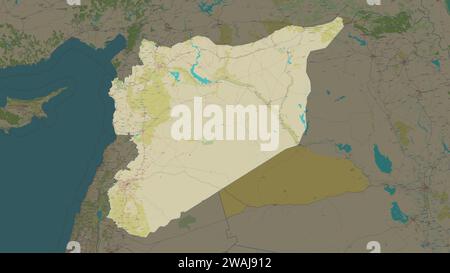 Syria highlighted on a topographic, OSM France style map Stock Photo ...