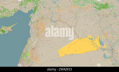 Syria outlined on a topographic, OSM Humanitarian style map Stock Photo ...