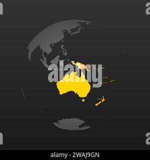 Political map of Australia. Yellow colored land with country name ...