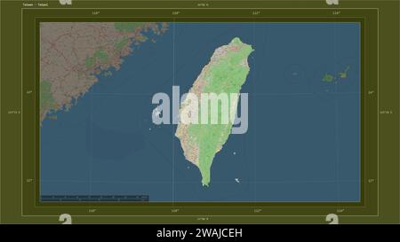 Taiwan highlighted on a topographic, OSM standard style map Stock Photo ...