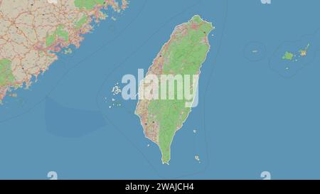 Taiwan outlined on a topographic, OSM standard style map Stock Photo ...