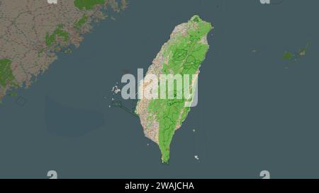Taiwan highlighted on a topographic, OSM standard style map Stock Photo ...