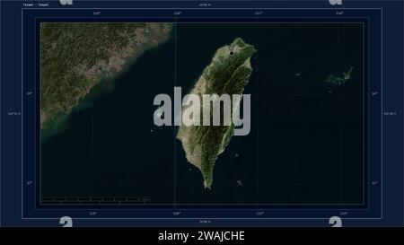 Taiwan highlighted on a low resolution satellite map Stock Photo - Alamy