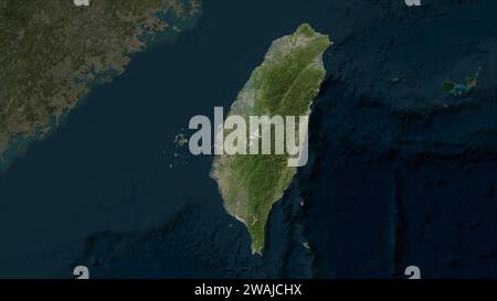 Taiwan highlighted on a high resolution satellite map map with the ...