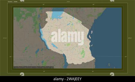 Tanzania highlighted on a topographic, OSM standard style map Stock ...