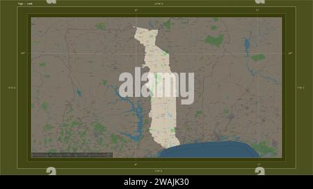 Togo highlighted on a topographic, OSM standard style map Stock Photo ...