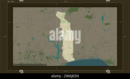 Togo highlighted on a topographic, OSM Humanitarian style map Stock ...