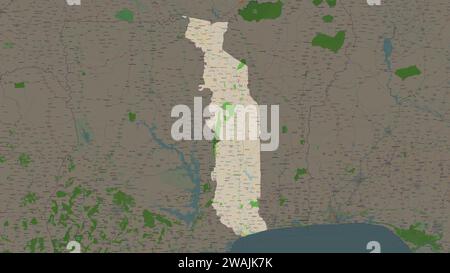 Togo highlighted on a topographic, OSM standard style map Stock Photo ...