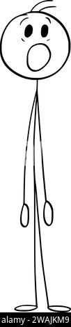 Shocked Person Showing Facial Expression, Vector Cartoon Stick Figure ...