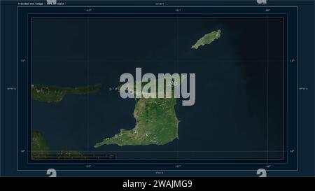 Trinidad and Tobago highlighted on a high resolution satellite map ...