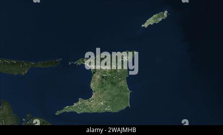 Trinidad and Tobago highlighted on a low resolution satellite map map ...