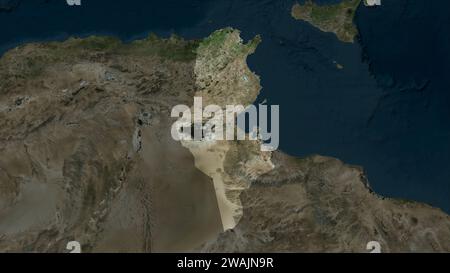 Tunisia highlighted on a high resolution satellite map map with the ...