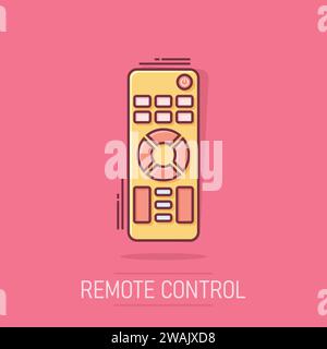 Remote control icon in comic style. Infrared controller vector cartoon ...