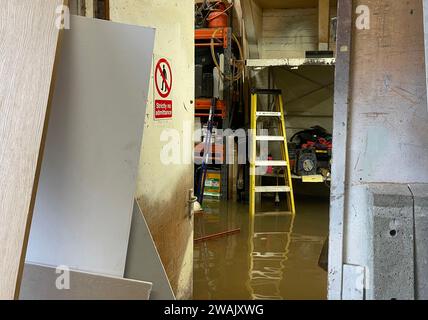 Flood water inside Kirk and Bill's, a furniture workshop in Newark-on ...