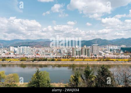 Dongchon riverside park spring scenery in Daegu, Korea Stock Photo - Alamy