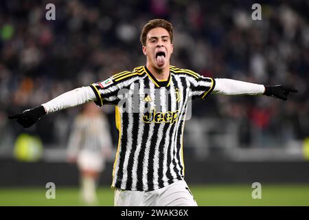 Kenan Yildiz of Juventus FC celebrates after scoring the goal of 5-1 ...