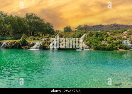 mini Waterfalls at Wadi Darbat in the Dhofar region of Oman Stock Photo ...