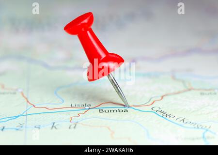 red pin needle into bumba city of democratic republic of the congo ...