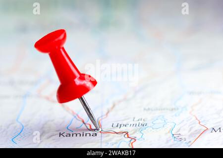 Kamina, Congo pin on map Stock Photo - Alamy