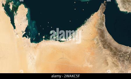 United Arab Emirates outlined on a high resolution satellite map Stock ...