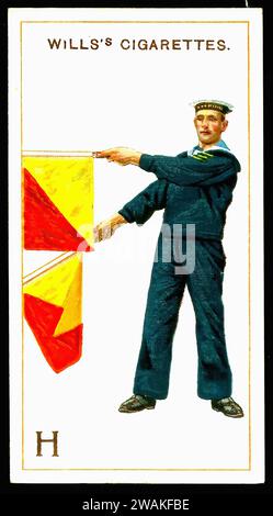 Semaphore O - Vintage Cigarette Card Illustration Stock Photo - Alamy