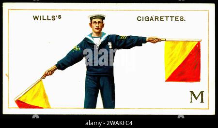 Semaphore N - Vintage Cigarette Card Illustration Stock Photo - Alamy
