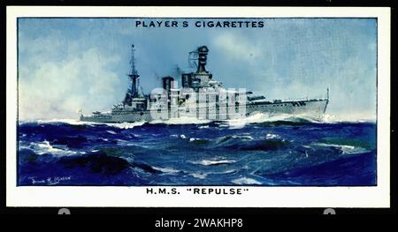 HMS Repulse - Vintage Cigarette Card Illustration Stock Photo - Alamy