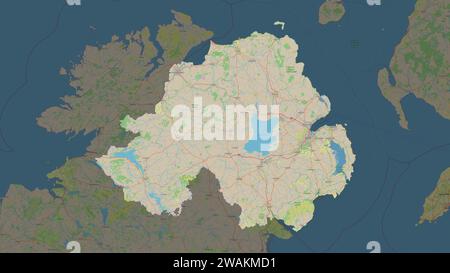 Northern Ireland highlighted on a topographic, OSM Humanitarian style map Stock Photo - Alamy
