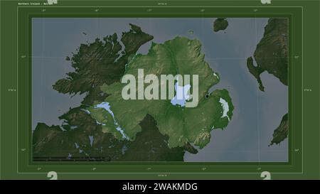 Northern Ireland highlighted on a Pale colored elevation map with lakes ...