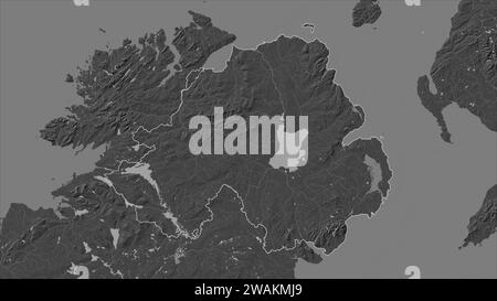 Ireland outlined on a Bilevel elevation map with lakes and rivers Stock ...