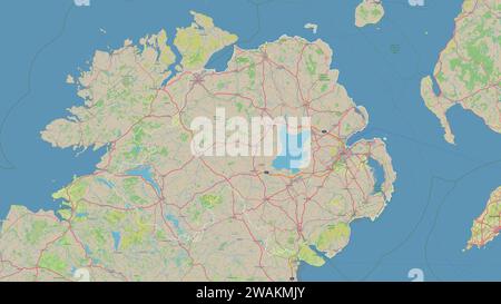 Northern Ireland outlined on a topographic, OSM Humanitarian style map Stock Photo - Alamy