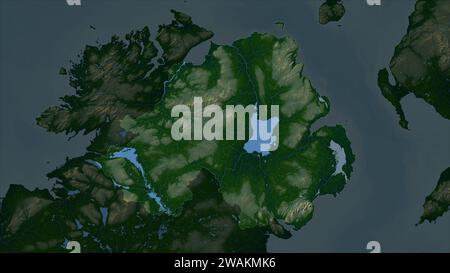 Northern Ireland highlighted on a Colored elevation map with lakes and ...