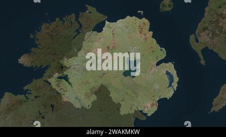 Northern Ireland highlighted on a high resolution satellite map map ...