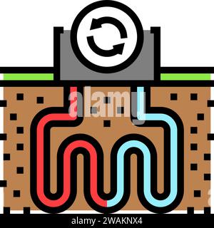 heat recovery geothermal energy color icon vector illustration Stock ...