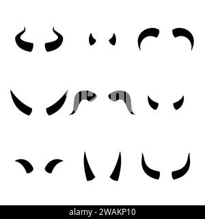 Set of Devil horns isolated on white background, Red devil demon satan ...