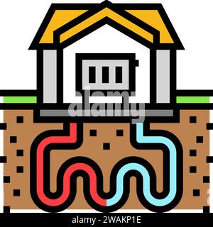 heat recovery system geothermal line icon vector illustration Stock ...